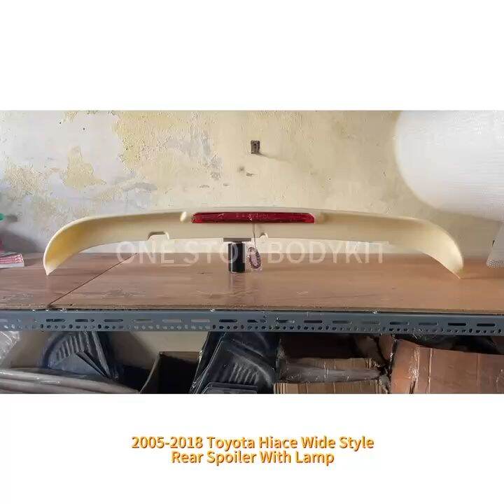 TOYOTA HIACE 2005-2018 WIDE STYLE REAR TRUNK ROOF SPOILER WITH LAMP ABS ...