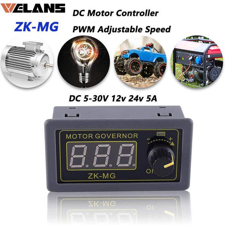 Welans DC 5-30V 12v 24v 5A DC Motor Controller PWM Adjustable Speed Digital display encoder duty ...