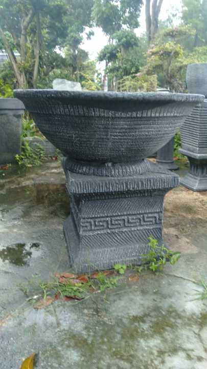 Dekorasi Taman Pot Batu Semen Teratai Air Mancur Satu Set 80 cm ...