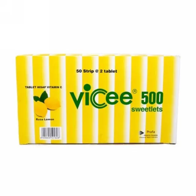 1 BOX VICEE RASA LEMON 50 STRIP 100 TABLET HISAP SWEETLETS VITAMIN C ...