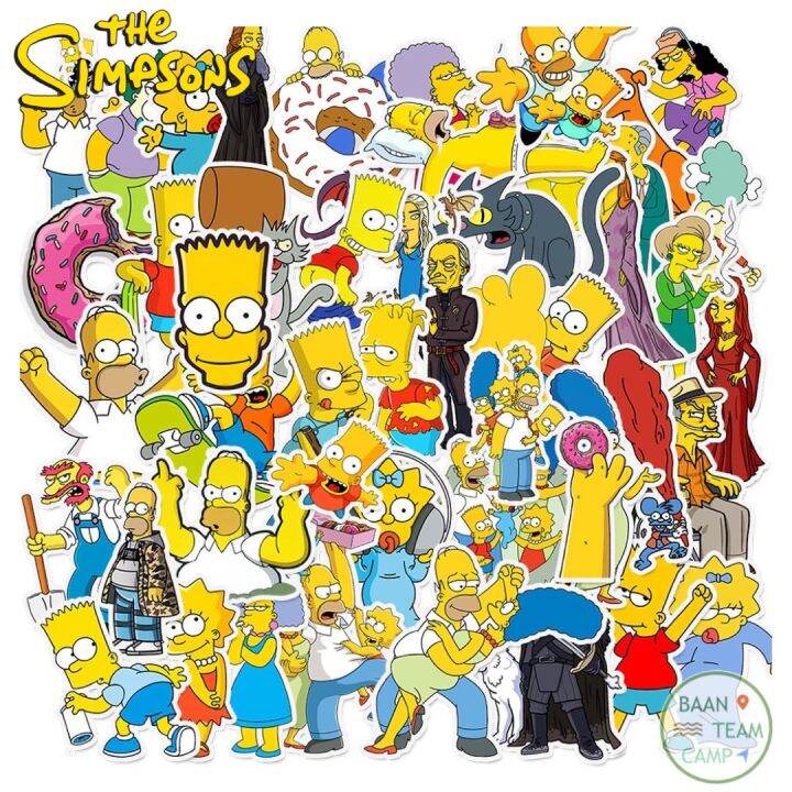สติ๊กเกอร์ The Simpsons 255 ซิมป์สันส์ 50ชิ้น USA เดอะซิมป์สันส์ เดอะ ...