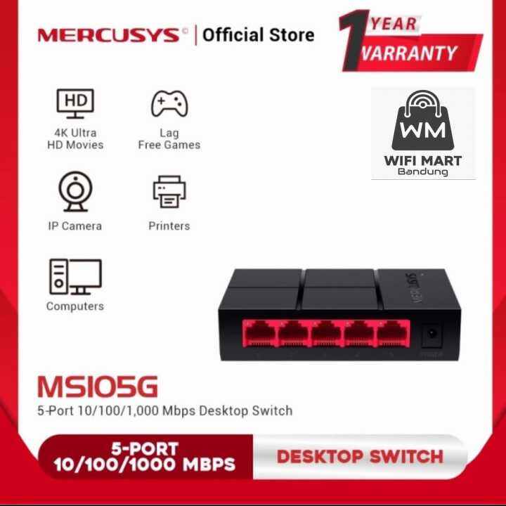 Mercusys MS105G 5 Port Gigabit Desktop Switch Hub 1000 Mbps | Lazada ...