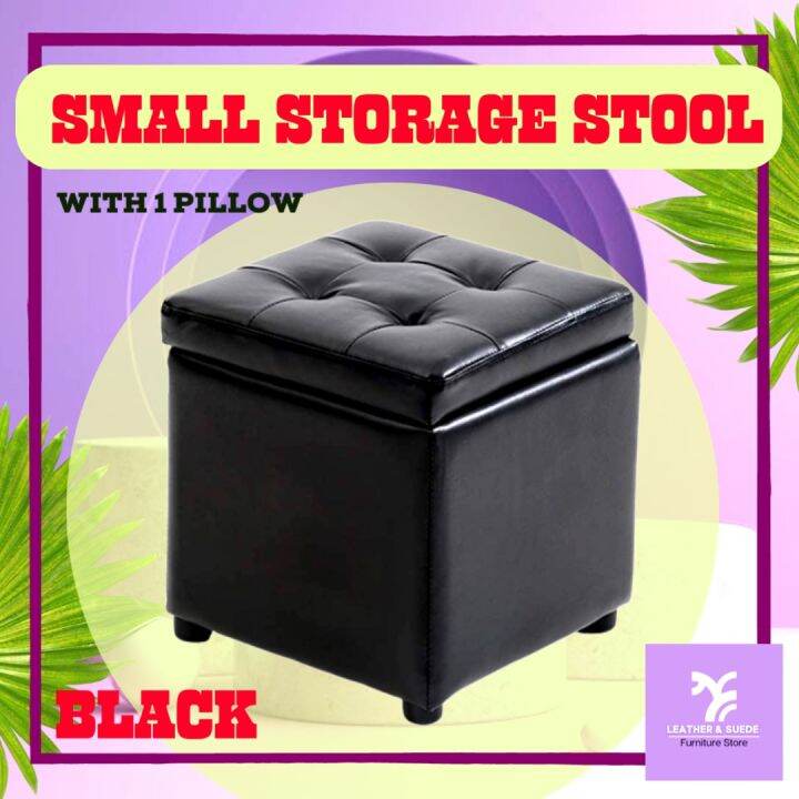 LEATHER STORAGE STOOL WITH 1 THROW PILLOW | Lazada PH