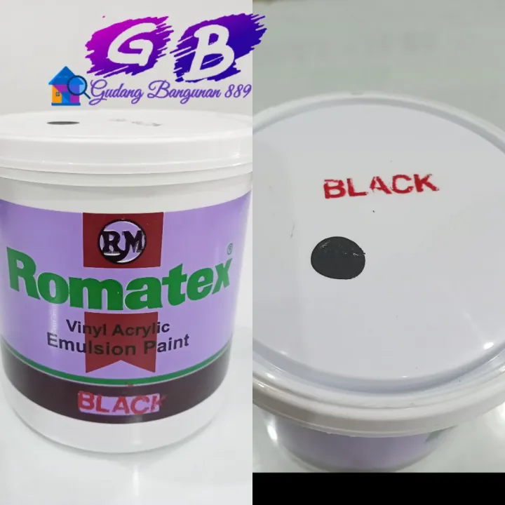 CAT TEMBOK ROMATEX BLACK 1KG/CAT ACRYLIC HITAM | Lazada Indonesia