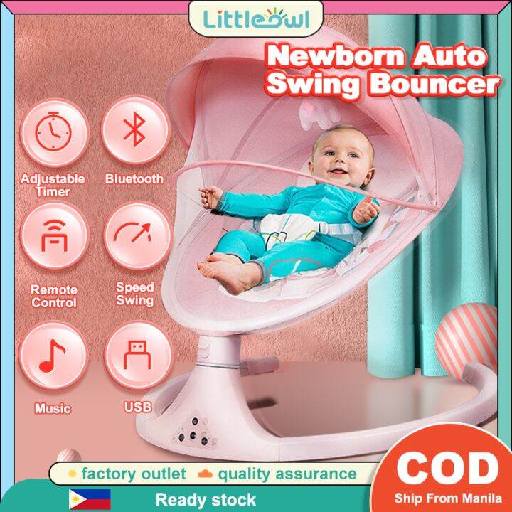 Baby Auto Swing Chair Leaf Portable Smart Rocker Baby Sleep Swing Chair ...