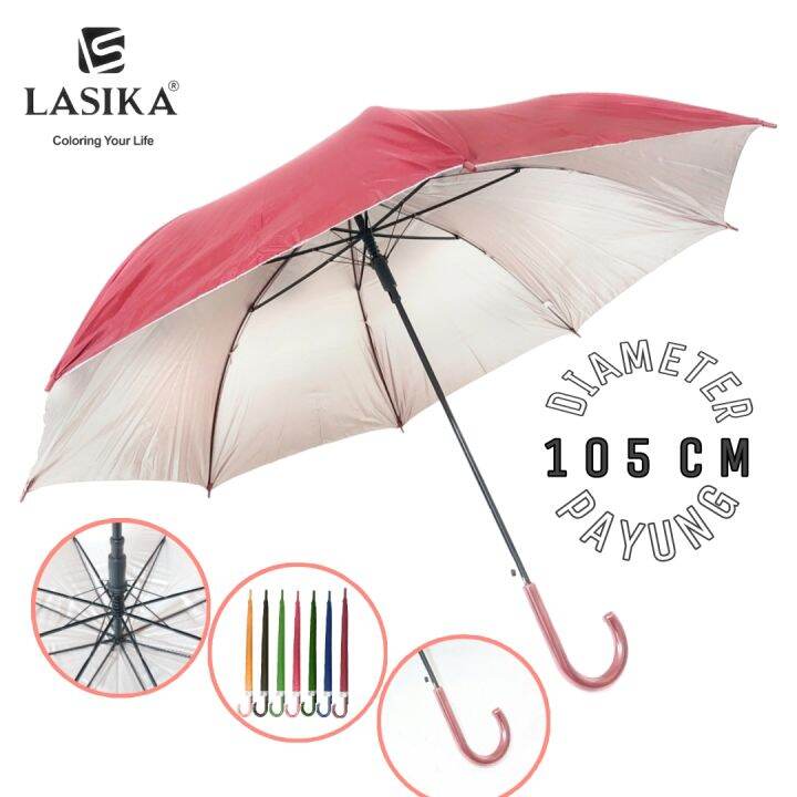 Payung Panjang Standar Warna Lapis Silver Gagang J 041C | Lazada Indonesia