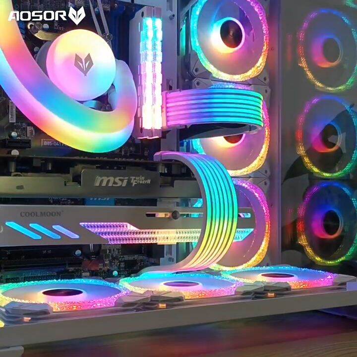 สายแต่ง สำหรับ PSU 24 PIN GPU 6-8 PIN ASOR AL300 ARGB Strip Casing PC ...