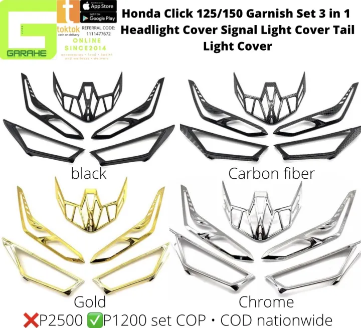 Honda Click 125/150 Garnish Set 3 in 1 Headlight Cover Signal Light ...