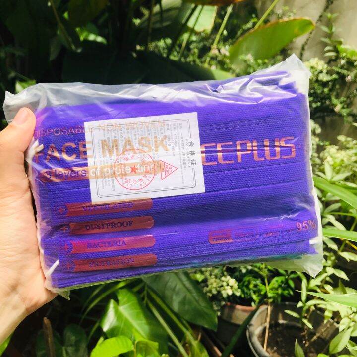 50 PCS Purple CE PLUS CHRISTINE 3PLY Disposable Protective Non-woven ...