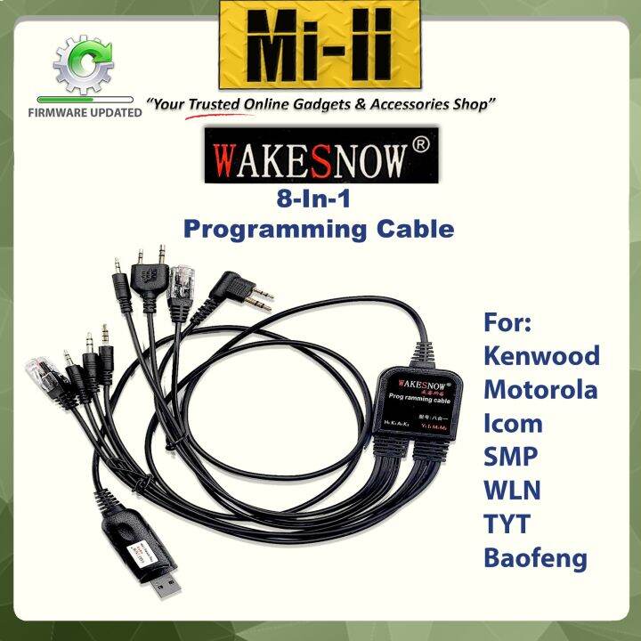 WAKESNOW 8 in 1 USB PROGRAMMING CABLE FOR RADIO, KENWOOD, MOTOROLA,ICOM ...