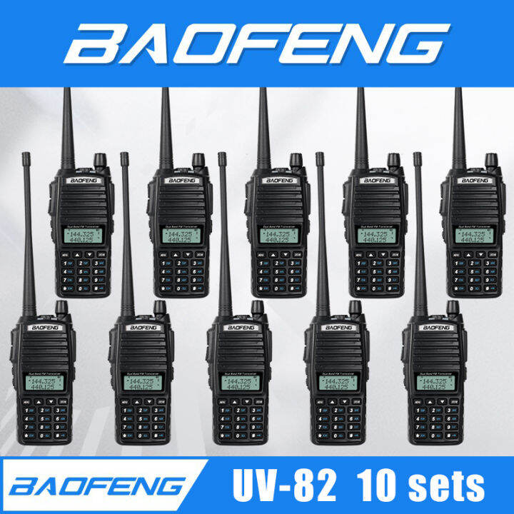 Baofeng UV-82 walkie talkie set of 10 Dual Band (VHF/UHF) Portable Two-way Radio two way radio ...