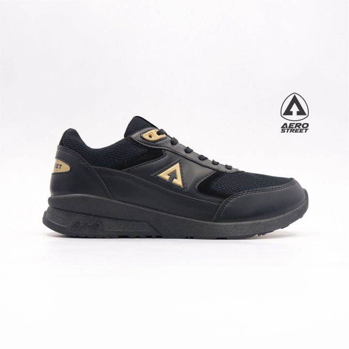 Aerostreet 40-45 Osaka Hitam Hitam Emas - Sepatu Sneakers Casual Pria ...