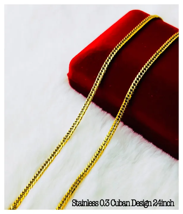 Stainless 0.3 Cuban Design Chain 24inch Gold Plated CubanChain | Lazada PH