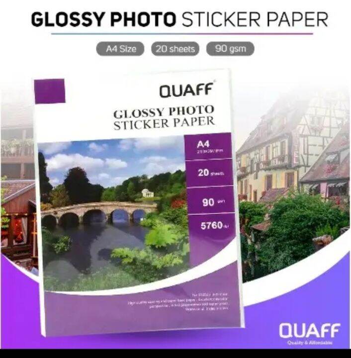 QUAFF Glossy Photo Sticker A4 Size Inkjet Paper Sticker 90gsm & 135gsm ...