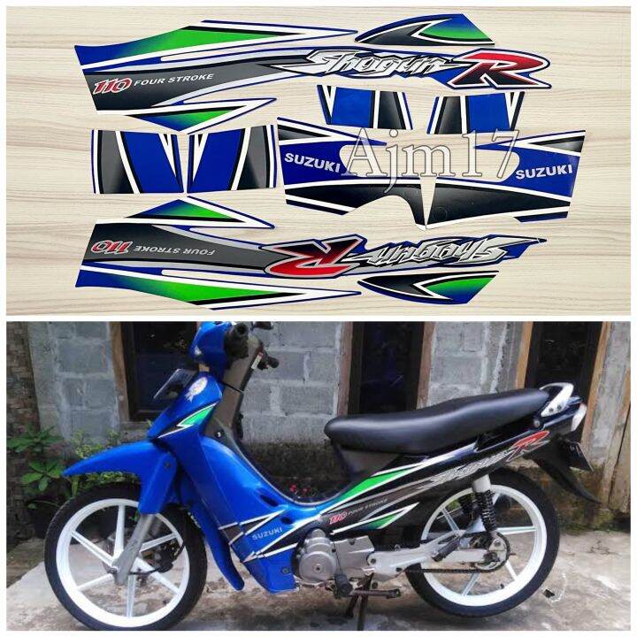 STIKER STRIPING SHOGUN 110 R 2001 BIRU HITAM | Lazada Indonesia