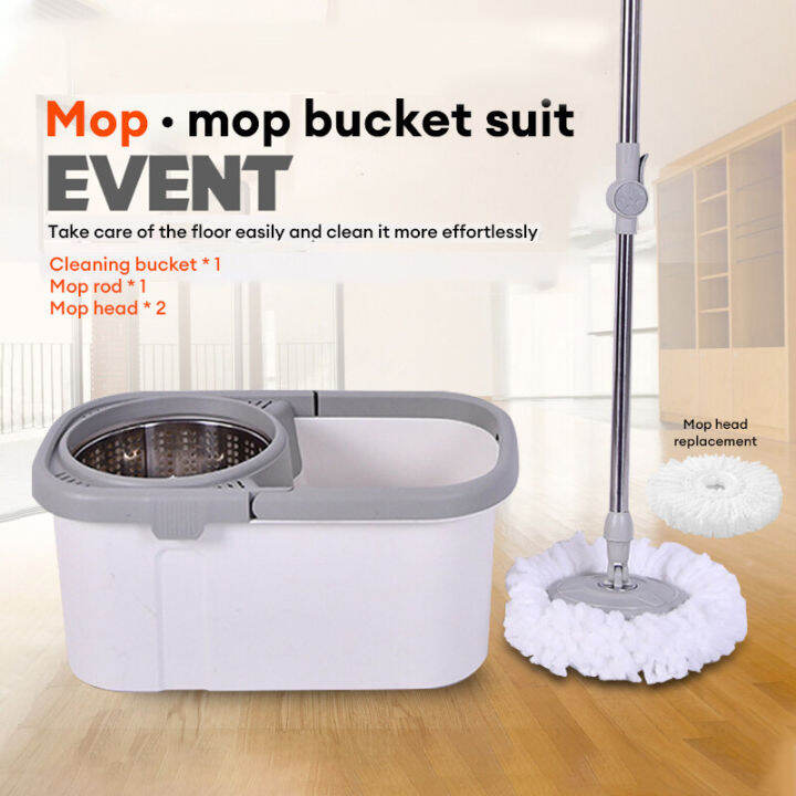 360° rotating mop With Stainless Steel Bucket Include 2pcs Mop Cloth ...