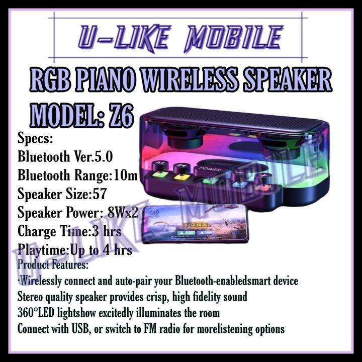 RGB PIANO WIRELESS SPEAKER MODEL: Z6 | Lazada