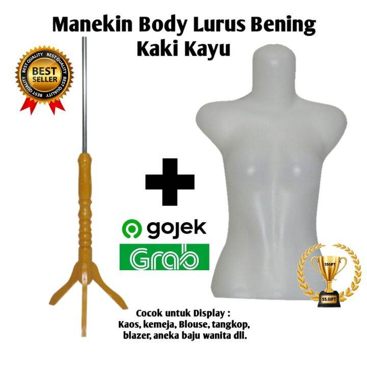 Manekin Body Lurus Bening Kaki Kayu | Lazada Indonesia