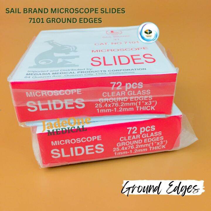 SAIL BRAND Microscope Slides Clear Glass Ground Edges 7101 Red 1" x 3 ...