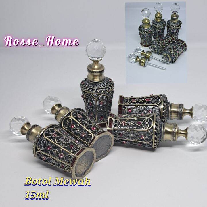 Botol Parfum Antik Mewah Bahan Logam Kaca Asal Arab Stik Kaca 15ml ...