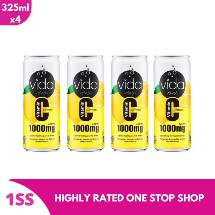 Vida C Vitamin Lemon Sparkling Flavoured Drink 325ml | Lazada PH