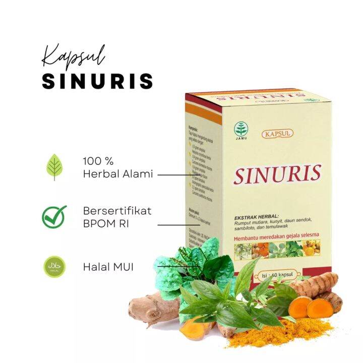 obat herbal sinusitis sinus hidung mampet kapsul sinuris isi 60 kapsul ...