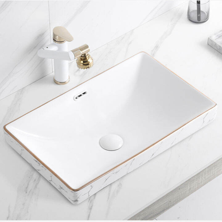 Semi Embedded Counter Basin Single Basin Bathroom Wash Basin Ceramic