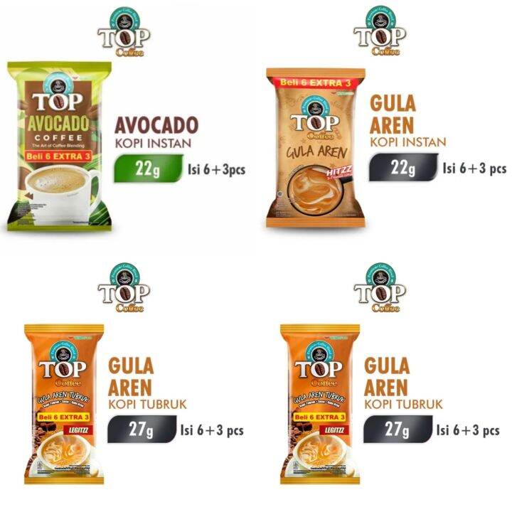 Top Coffee Susu Gula Aren dan Avocado 1 Pack Isi 9 Pcs/Sachet 22gr ...