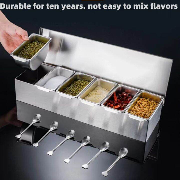 【COD】Stainless Steel Seasoning Box Seasoning Box with Lid Household ...