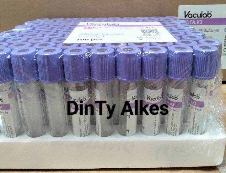 Tabung Darah Vaculab EDTA dan PLAIN 3ml 3cc Glass Onelab Onemed ...