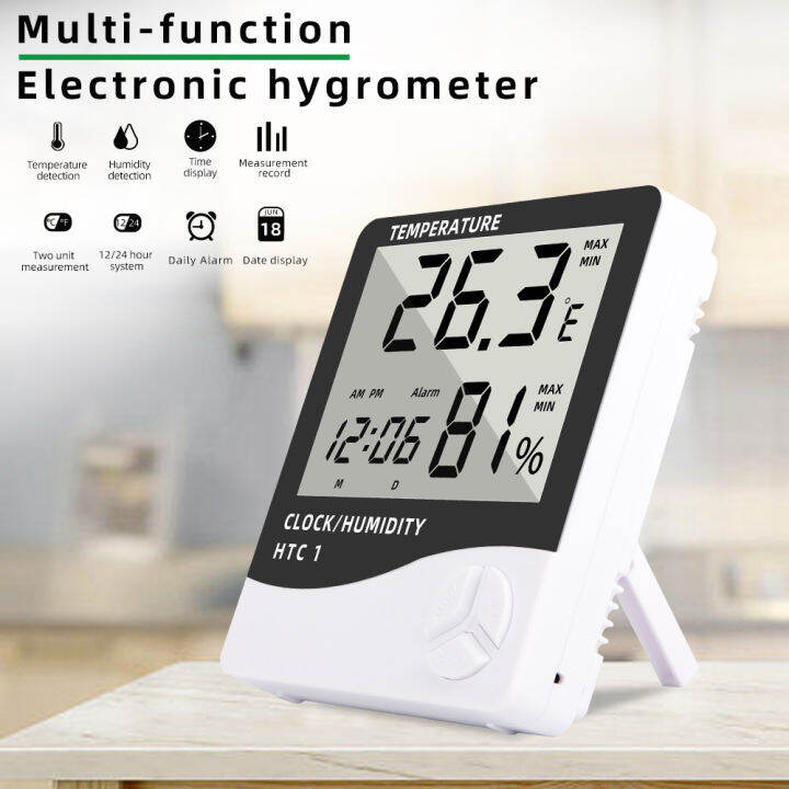 HTC-1 Digital Clock Thermometer Hygrometer Alarm Clock Calendar with ...