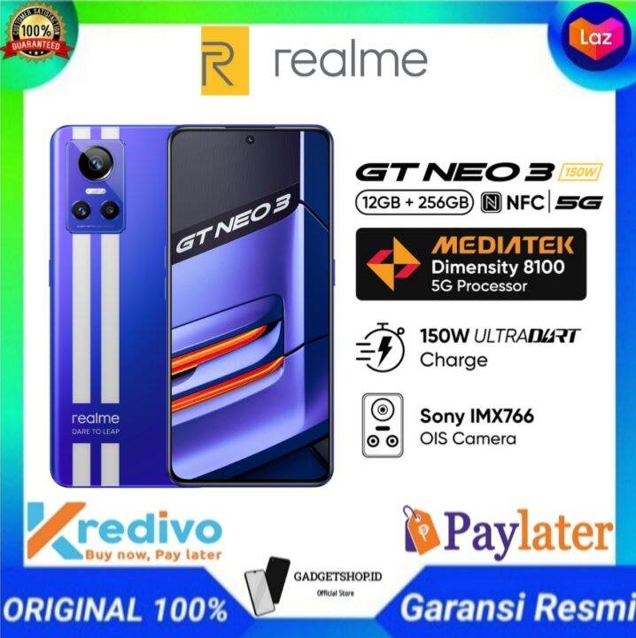REALME GT NEO 3 150W Charge 12+256GB | 8+256GB | Dimensity 8100 5G | Sony IMX766 | Lazada Indonesia