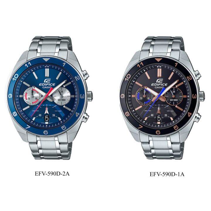 CASIO Edifice รุ่น EFV-590D-1A,EFV-590D-2A สายสแตนเลสสตีล สินค้ารับประกันศูนย์1ปี | Lazada.co.th