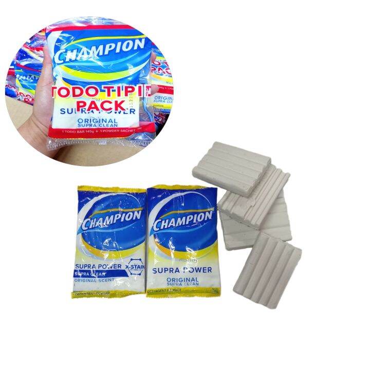 6 in 1 Champion Powder and Jumbo Bar Todo Tipid Pack ( 4 Bar Soap & 2 ...