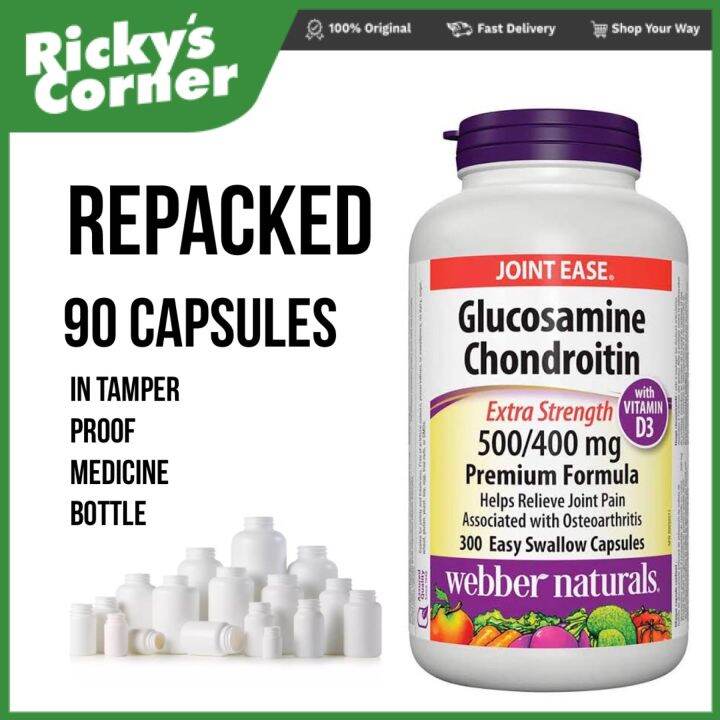 REPACKED Webber naturals glucosamine chondroitine 90 capsules 100% ...