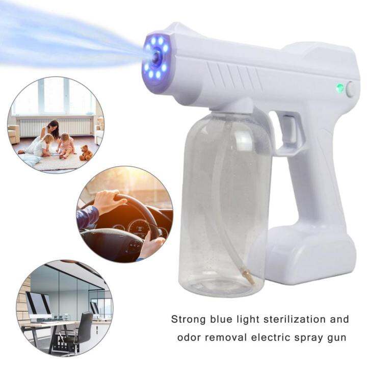 800ML Wireless Electric Sanitizer Sprayer Disinfektan Cahaya Biru Nano ...