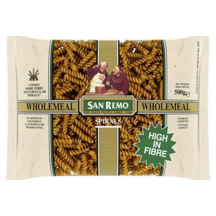San Remo Wholemeal Spirals 500g | Lazada