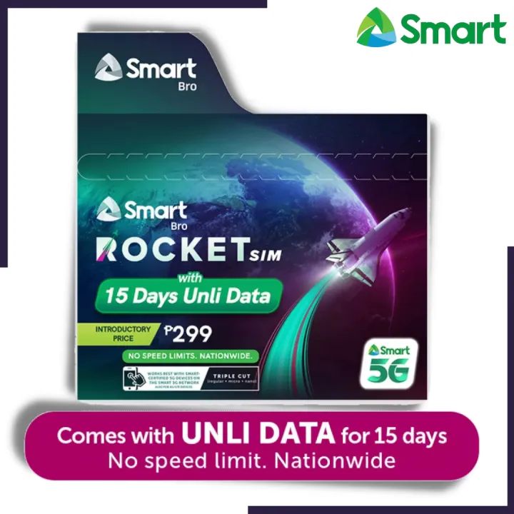SMART BRO Rocket SIM with UNLI DATA for 15 days | Lazada PH