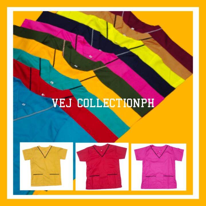 SCRUB SUIT ( UPPER ) WITH PIPING | KURABO COTTON | MEDICAL STAFF ...