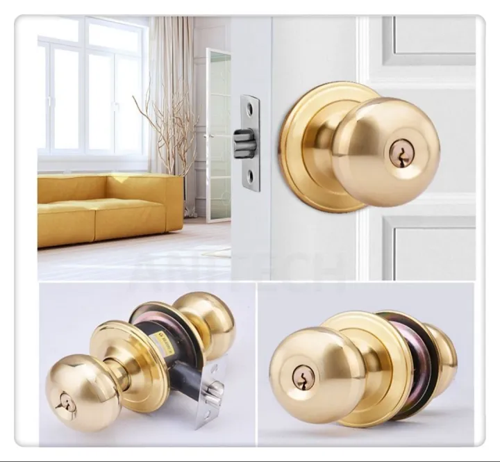 Tombol Pintu /Cylindrical Door Lock Set(Gold) | Lazada