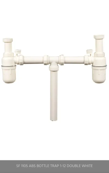 SHARK SF1105 ABS BOTTLE TRAP DOUBLE WHITE 1-1/2 DOUBLE P TRAP SET FOR ...