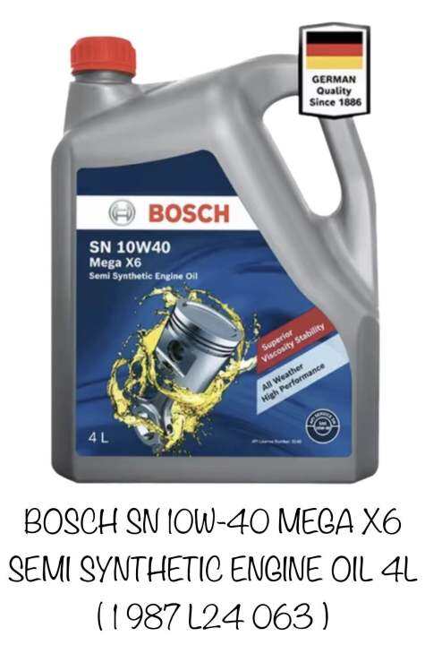 BOSCH SN 10W-40 MEGA X6 SEMI SYNTHETIC ENGINE OIL 4L (1987L24063) | Lazada