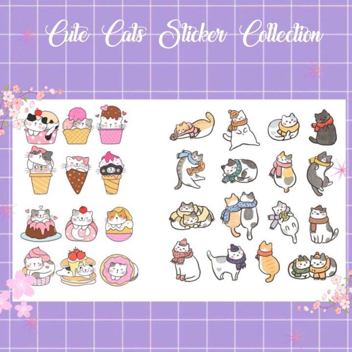 Cute Cats Sticker Collection Sticker Pack Die-cut | Lazada PH