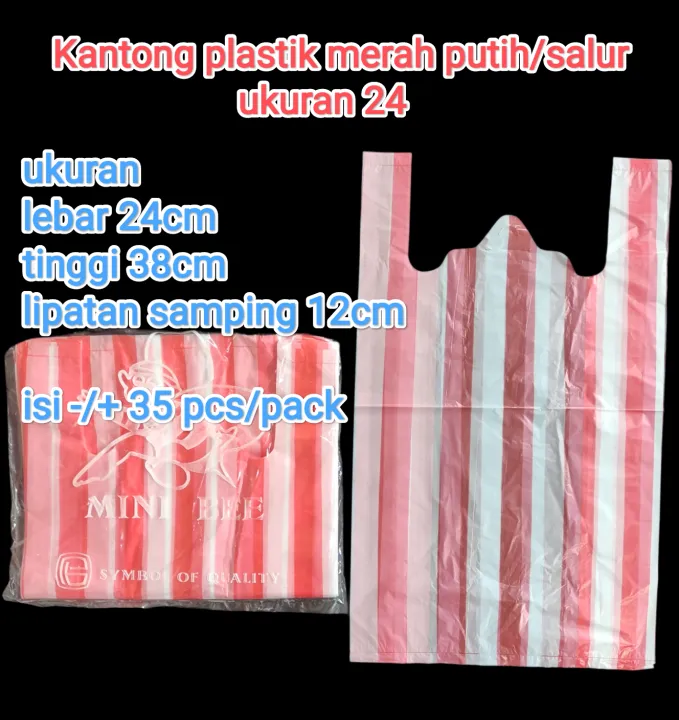 Kantong plastik merah putih ukuran 24, salur | Lazada Indonesia