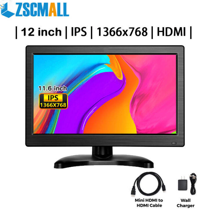 ZSCMALL Portable Monitor 12 Inch IPS Screen 1366x768 HD Display Small ...