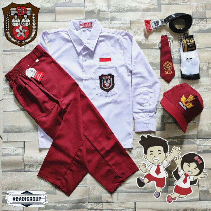 Seragam SD merah putih | setelan komplit SD kelas 1 | Baju sekolah sd ...