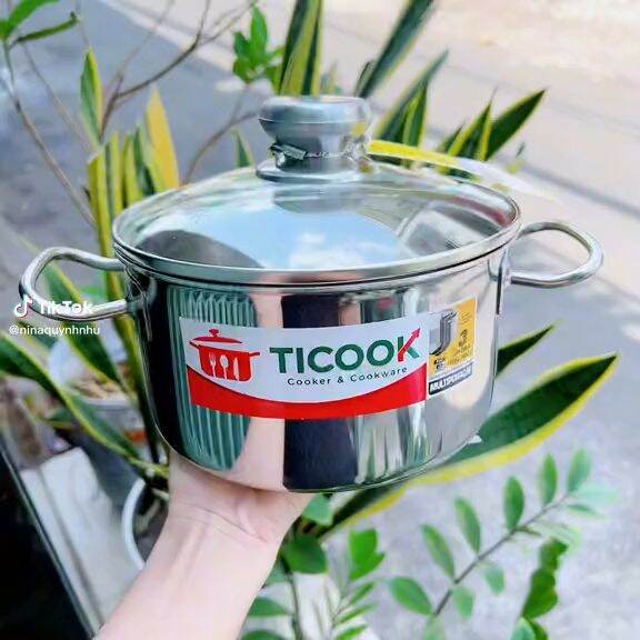 Nồi Inox 3 Lớp - Inox 304 Nắp Kính Bếp Từ Ticook sử dụng cho mọi loại ...