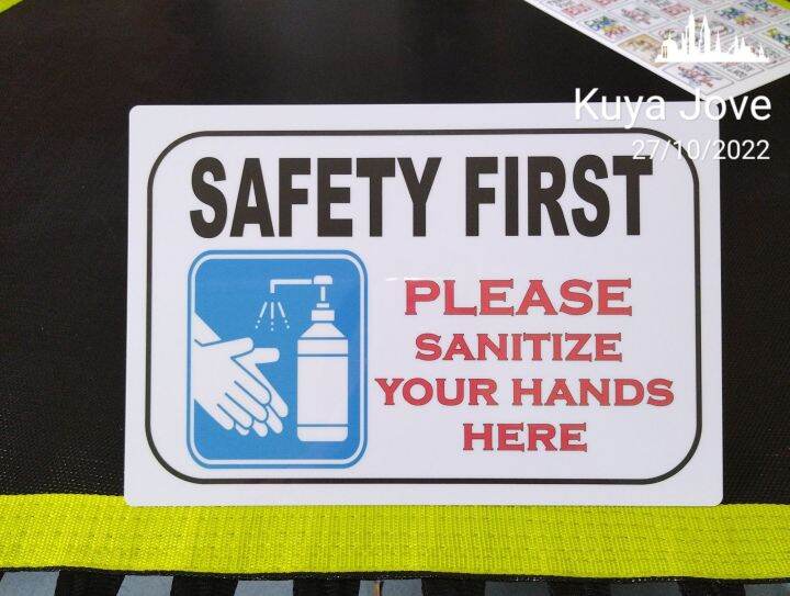 Please Sanitize your Hands Here Signage PVC Plastic Size 7.8x11 inches ...