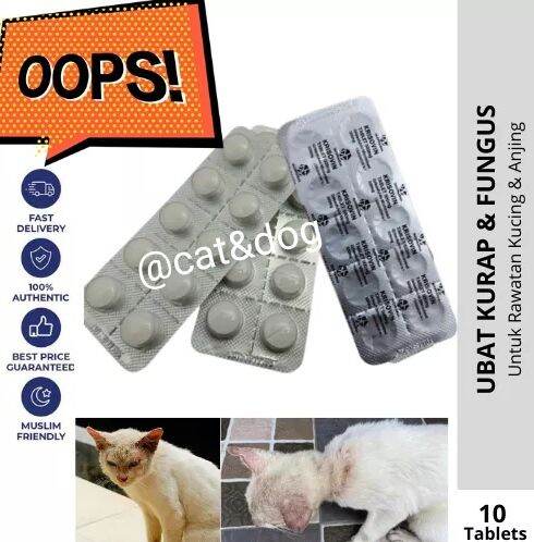 ubat fungus kurap& ringworm Kucing dan Anjing 10s | Lazada