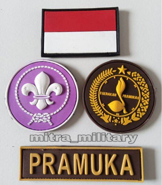 patch rubber 4 pcs pcs logo pramuka tempelan karet emblem velcro ...